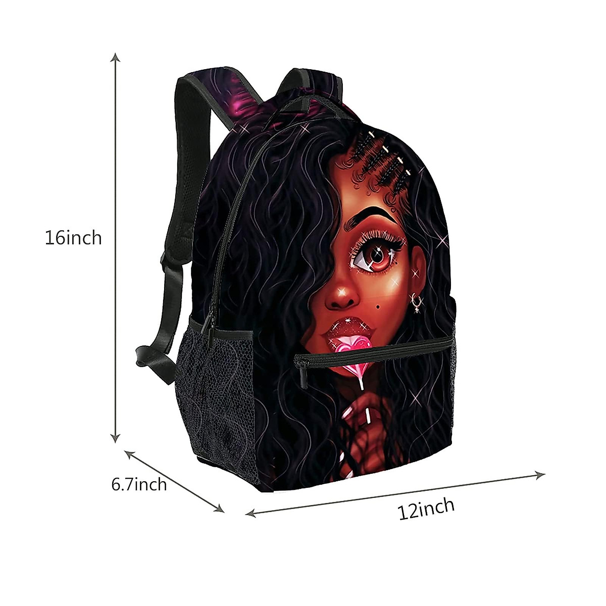 GALIRVC African Black Girl Bookbag Cute Backpack Casual Schoolbag for Teens Girls Students School Outdoor 17 Inch