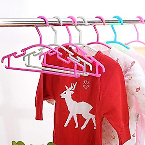 Plastic Children's Hangers Baby Hangers Kids Toddler's Clothes Suit Coat Hangers Wardrobe Dress Holders Hooks (10Pcs, White)