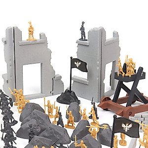 OTONOPI Toy Soldiers Medieval Plastic Knight Action Figure Castle Playset Classic Army Men Military Toys Mini Ancient Soldiers Warriors 250PCS with Carrying Bags
