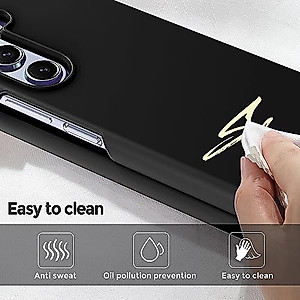 Meifei for Samsung Galaxy Z Fold 5 Case Liquid Silicone Case Dual Layer Hybrid Hard PC Soft Silicone Gel Rubber Bumper Slim Fit Shockproof Protective Phone Case for Samsung Galaxy Z Fold 5 5G, Black