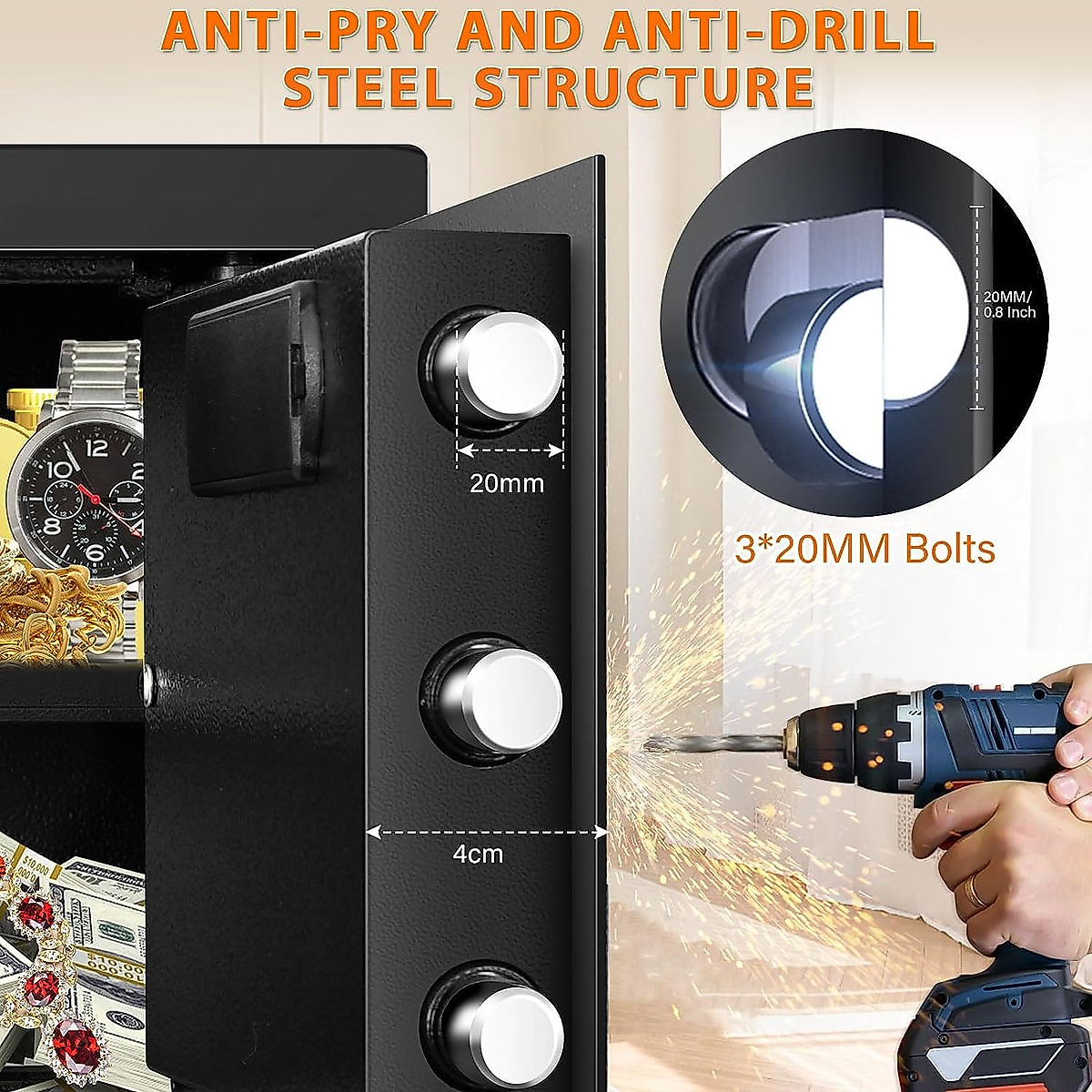 2.5 Cu ft Large Home Safe Fireproof Waterproof, Fireproof Safe with Fireproof Waterproof Document Bag, Combination Lock and Removable Shelf, Fire Safe Box for Home Important Documents Valuables