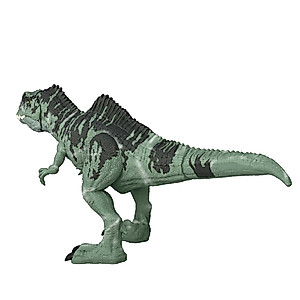 Mattel Jurassic World Dominion Strike 'n Roar Dinosaur Action Figure, Giganotosaurus Green Dino Toy with Striking Motion & Sounds