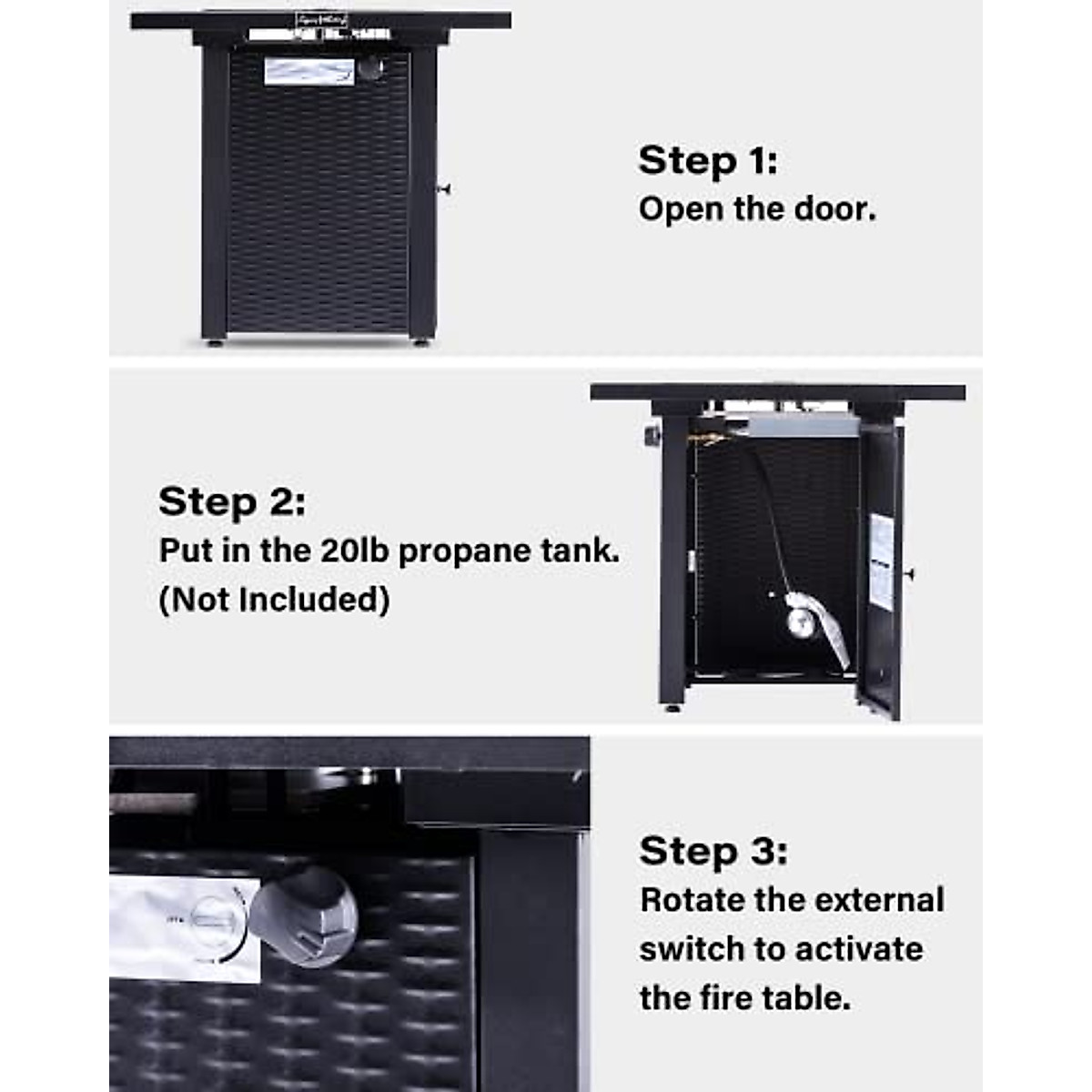 Legacy Heating 28in Propane Fire Pit Table, 50000BTU Outdoor Gas Fire Pit, 2 in 1 Firepit Table w/ Lid, Lava Rock, ETL Certified Steel Fire Table Add Warmth Ambience To Parties on Backyard, Black