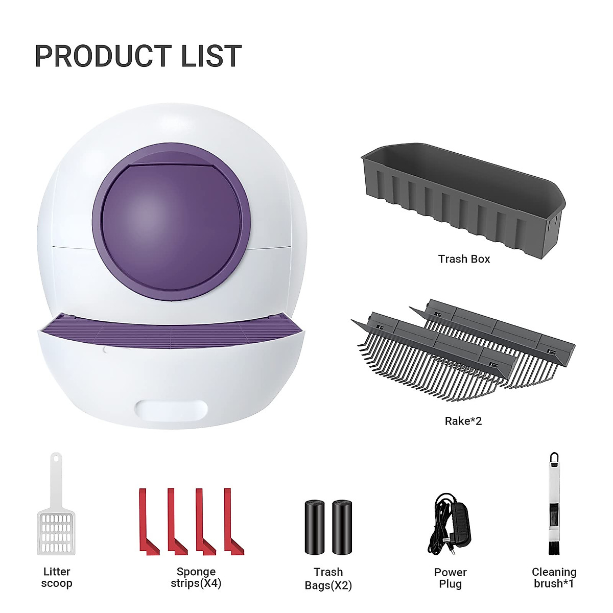 ELS PET Self Cleaning Cat Litter Box, No Scooping Automatic Litter Box with APP Control, Smart Monitor/Safety Protection/Odorless, Extra Large for Multiple Cats