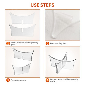 CANIPHA Acrylic Ball Stand Holder,Ball Display Stand for Football Basketball Soccer Ball Holder,Rugby Ball Volleyball Sports Ball Storage Rack,Trophy Autograph Memorabilia Display Cases(Clear,3 Pcs)