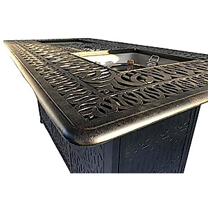 Outdoor Fire Pit Bar Height Double Burner Table Elisabeth Cast Aluminum Patio Furniture