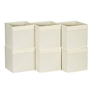 Hosuehold Essentials Household Essentials 88-1 Foldable Fabric Storage Bins | Set of 6 Cubby Cubes with Flap Handle, Beige