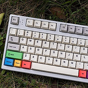 PBT Grey White Keycaps Set Cherry Profile 141 Keys Custom Dye-Sub Keyboard Keycaps for 60% 65% 70% 100% Cherry Gateron MX Switches Mechanical Keyboards
