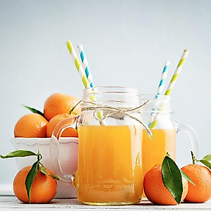 TANGLONG Mason Jar Cups, Mason Jars With Handle And Lids, Mason Jar Drinking Glasses, Glass Mason Jar Mugs 16 oz –12 Pack