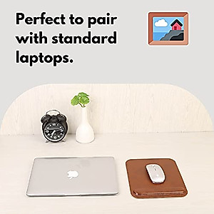 LAMOTI Leather Mouse Pad with Wrist Support, Ergonomic Mouse Pad with Silky Smooth Surface & Non-Slip Backing (Brown)