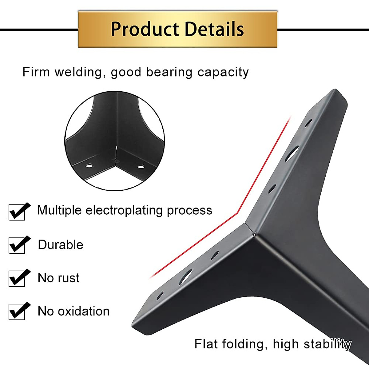 GOSCHE Metal Furniture Legs Set of 4, Matte Black Sofa Legs 6 inch, Modern Style Replacement feet for Couch Dresser Chair Bed Table Cabinet Ottoman Cupboard DIY Replacement Parts