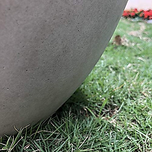 Kante 18 Inch Dia Round Concrete Planter, Indoor Outdoor Large Plant Pot with Drainage Hole and Rubber Plug for Home Patio Garden, Weathered Concrete