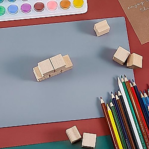 Sasylvia 10 Pcs Blank Hard Wood Rubber Stamp Mounts with A4 Size Grey Rubber Stamp Sheet Laser Engraver Accessories Rubber Stamp Carving Tools Soft Rubber Mat Carving Blocks (Gray, 1 x 1 Inch)