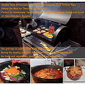 Stainless Steel Vertical Skewer for Barbecue Grill, For Tacos Al Pastor, Shawarma, Brazilian Churrasco, Removable Grilling Rack Meat Spit (With Bakeware)