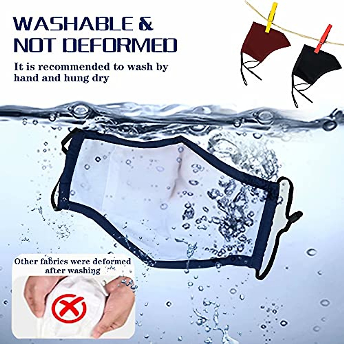 Fwaouty Cloth Face Masks, Reusable Washable Adjustable Breathable Face Mask with Nose Wire for Women Men 6 Packs