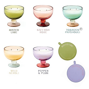 Paddywax Scented Candles Vintage Glass Aura Collection Soy Wax Blend 2-Wick Candle, 6-Ounce, Pepper & Plum