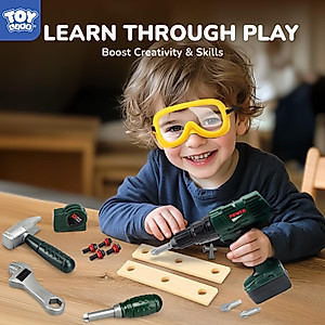 STEAM Life Kids Toddler Tool Set for Boys with Electric Toy Drill, Toy Tool Set for Toddlers, Kids Tool Box with Toy Hammer, Baby Tool Set, Tool Set for Kids Ages 3-5, Kids