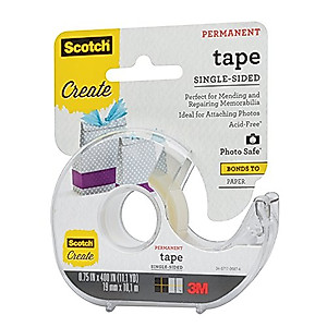 3M00I 021200593369 Scotch Tape Single Sided, 3/4 in x 400 in (001-CFT), 1-Pack, Clear