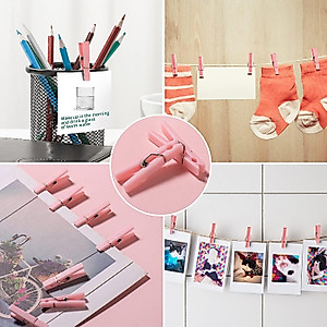 100PCS Baby Shower Clothespin Games Mini Pink Clothes Pins 1.4 inch for Party Decorations(Pink)
