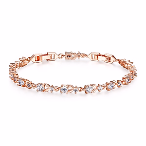 WOSTU 14K Gold Plated 3mm Cubic Zirconia Classic Adjustable Tennis Bracelet |Gold Bracelets for Women |Bride Bracelet for Wedding|Size 6.5-8 Inch