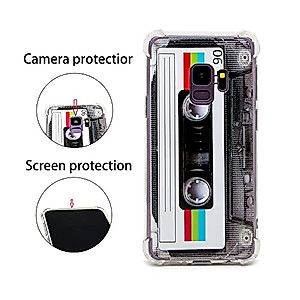 FAteamll Case for Galaxy S9,with Reinforced Corners TPU Soft Bumper Retro Cassette Tape Case Compatible with Samsung Galaxy S9