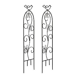 Hosley Set of 2 Iron Wave Pot Trellis 28 Inch High. Ideal Gift for Wedding or Party and Use Next to Structures Home or Office or in Planters for Growing Floral Plants Vines and Vegetables O4