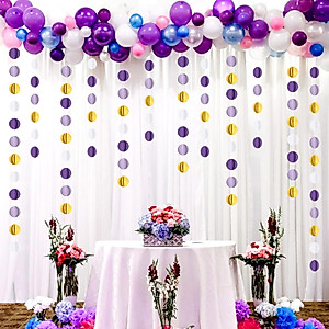 Purple-Lavender White-Gold Party-Decorations Paper Garland - 39ft 3D Graduation Hanging Streamers Banner,Birthday Wedding Anniversary Baby Shower Bachelorette Valentine Day Backdrop Decor Burgleda
