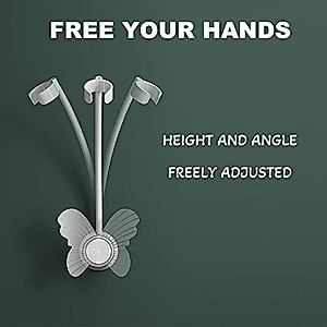 minstely Adjustable Hair Dryer Holder Wall Mounted, Hands Free Blow Dryer Holder, Bathroom Organizer - Butterfly Decor (white)