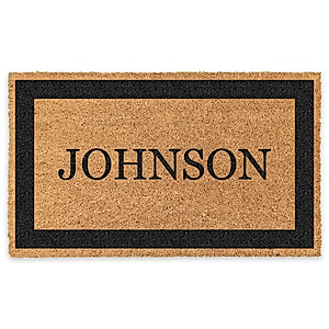 COCO MATS 'N MORE Black Single Bordered Personalized Coco Doormat 38" x 60" with Vinyl Backing | Personalized House Mats Outdoor | Minimal Shedding | Scrapes Dirt Away Effectively