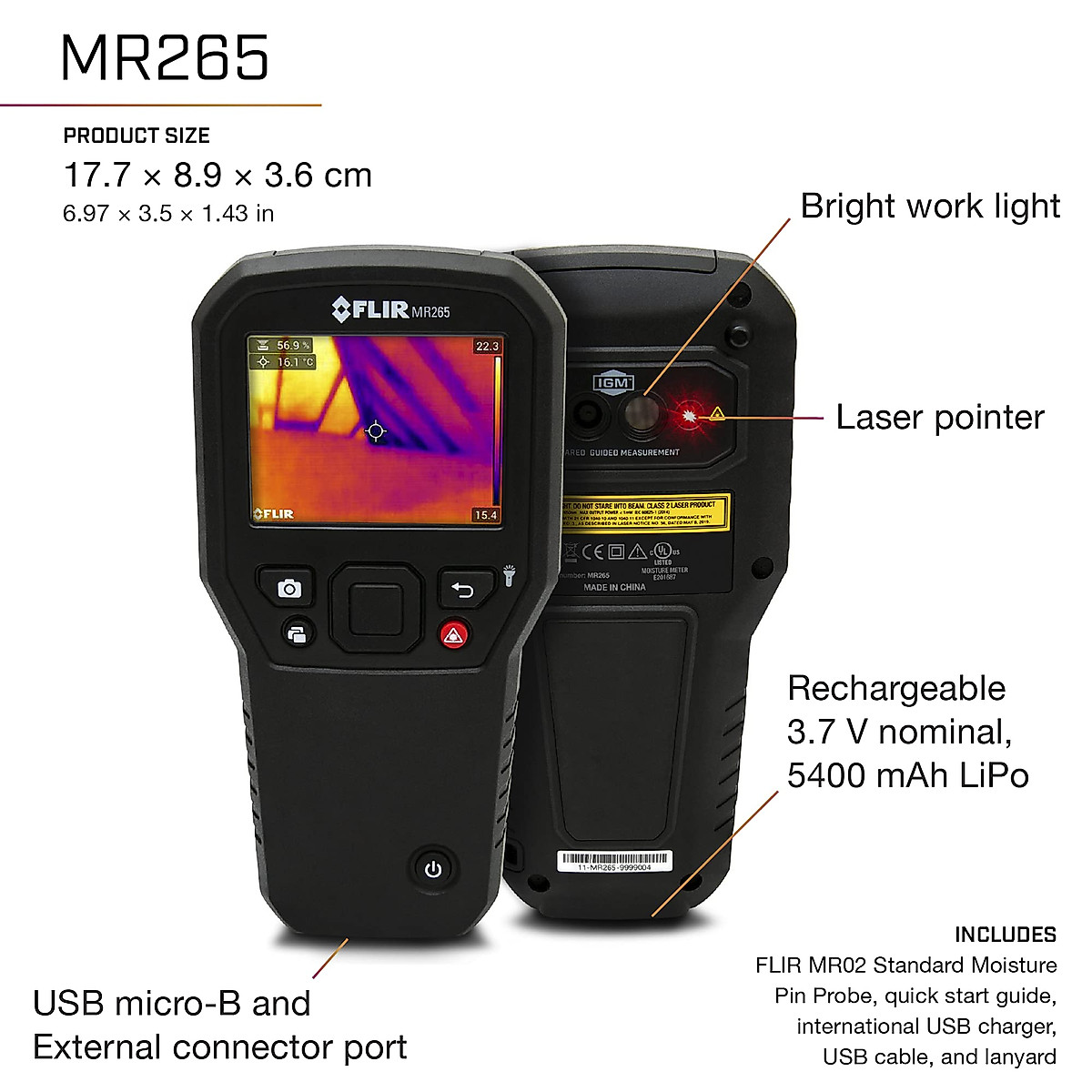 FLIR MR265 Moisture Meter and Thermal Imager with MSX