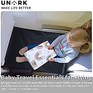 UNARK Airplane Footrest,Travel Toddler Bed,Portable Toddler Bed for Travel,Travel Foot Rest for Airplane Flights,Toddler Airplane Bed,Airplane Seat Extender for Kids(Black)