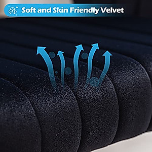 Home Office Chair Swivel Velvet Desk Chair Accent Armchair Upholstered Modern Tufted Chairs with Gold Base for Girls Women Ergonomic Study Seat Computer Task Stools for Living Room(Black)