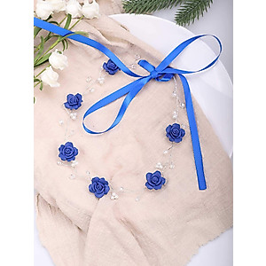 Missgrace Bridal Crystal Navy Blue Headband Wedding and Bride Hairpiece for Evening Party Navy Blue Flower Women Vintgae Hair Vine Bridal Hair Accessories