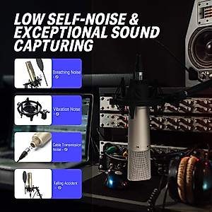 Donner DC-87 XLR Condenser Microphone, 25.4mm Large Diaphragm Studio Microphone, 3 Polar Patterns Recording Mic for Streaming, Podcasting, Broadcast, Vocals, Instrument, Classic Design