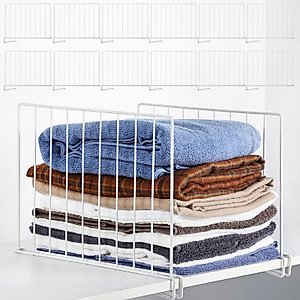 SEHERTIWY Shelf Dividers, 18 Pack Metal Closets Shelves Organizer, Wood Shelf Divider for Clothes, Book and Bedroom Organization