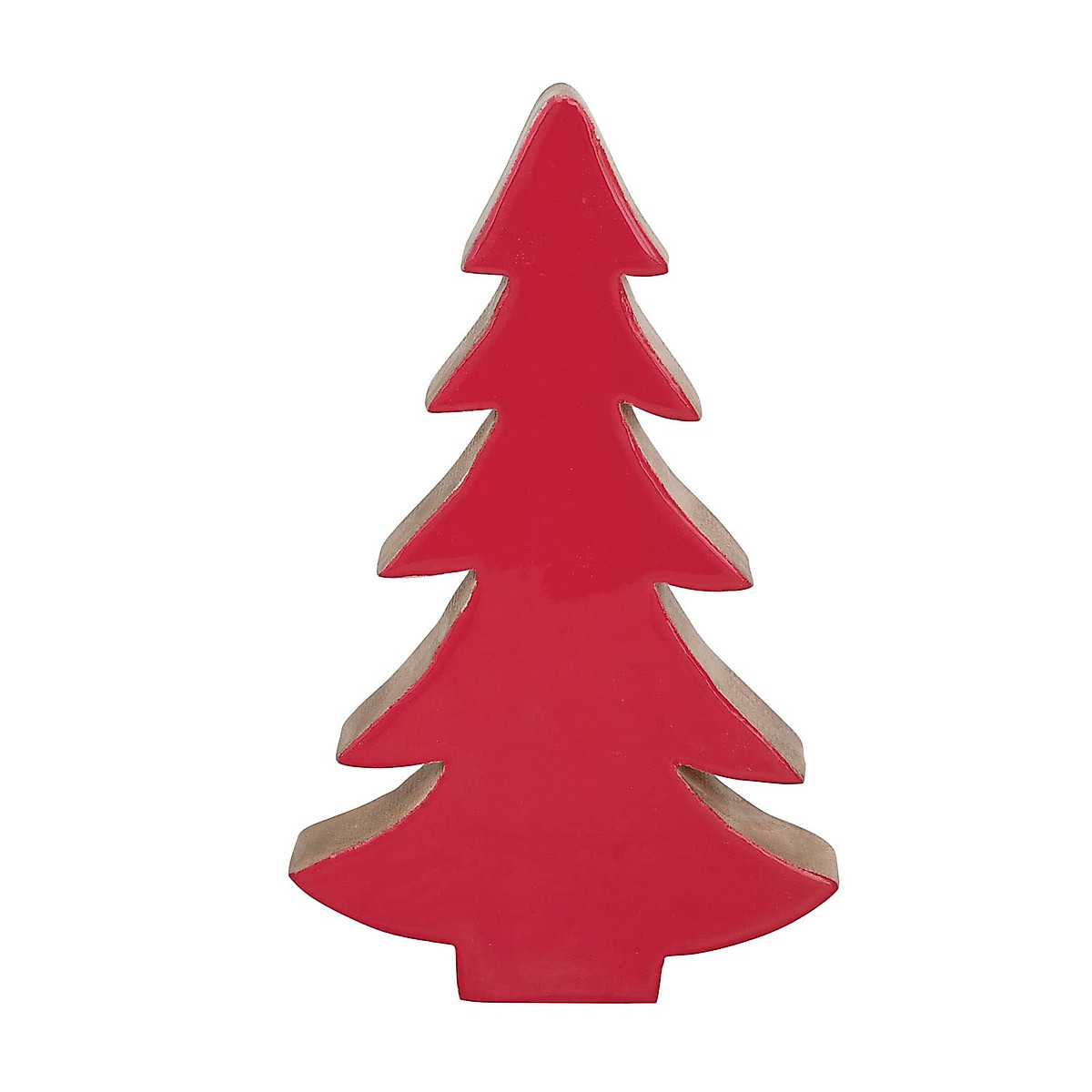 Creative Co-Op Enameled Mango Wood Christmas Tree, Red