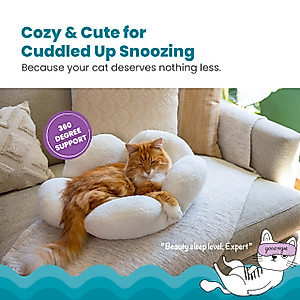 Catstages Purrfect Petals Washable Flower Shaped Round Cat Bed for Indoor Cats, Plush, White