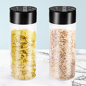 Foraineam 16 Pack - 17 oz. (500ml) Plastic Spice Jars Containers Bottles with Black Flip Cap To Pour Or Sifter Shaker - Perfect for Storing Spice, Powders and Herbs