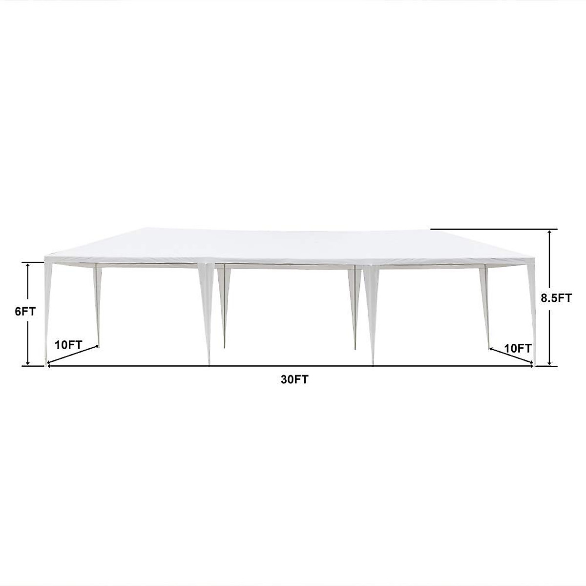 Teekland 10' x 30' Waterproof Party Tent,Practical Outdoor Tent for Parties,Heavy Duty Outdoor Gazebo BBQ Shelter Pavilion with 7 Removable Sidewalls