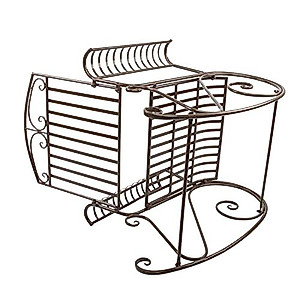 INXXCOROO Outdoor Wrought Iron Bent Arm Single Rocking Chair, Dark Brown