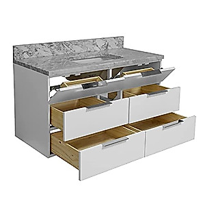 Kitchen Bath Collection Oslo 42-inch Floating Bathroom Vanity (Carrara/White): Includes White Cabinet with Authentic Italian Carrara Marble Countertop and White Ceramic Sink