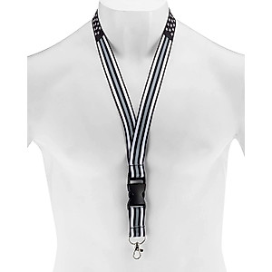 Great 1 Thin Grey-Gray Line American Flag Office Lanyard - Badge and ID Holder