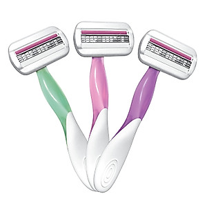 BIC Soleil Sensitive Women's Disposable Razors, 3 Blades With Moisture Strip For a Silky Smooth Shave, 3 Piece Razor Set