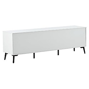 Furnicare Mid Century Modern TV Stand for 75 Inch TV, Entertainment Center Wood TV Cabinet with Drawer and Open Shelf, Media TV Console Table with Metal Feet for Living Room Bedroom, White
