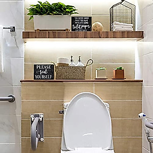 2 Pieces Funny Farmhouse Bathroom Decor You Never Know What You Have Until It's Gone Toilet Paper Sign Please Seat Yourself Sign Humor Toilet Box Plaque for Toilet Decoration, 4 x 5 Inch (Black)