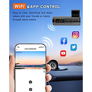 Dash Cam 4K WiFi Front Dash Camera for Cars, E-YEEGER Car Camera 2160P Wireless Mini Dashcams with App, Driving Recorder with 24H Parking Mode, Night Vision, G-Sensor, Free 32G Card, Support 256G Max