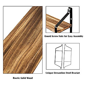 Giantex Wall-Mounted Wood Shelf, 2-Tier Floating Shelves, Rustic Storage Shelves for Pantry Kitchen Living Room, Bedroom, Bathroom, Industrial 2 Tiers Wall Hanging Shelves (Black & Natural)