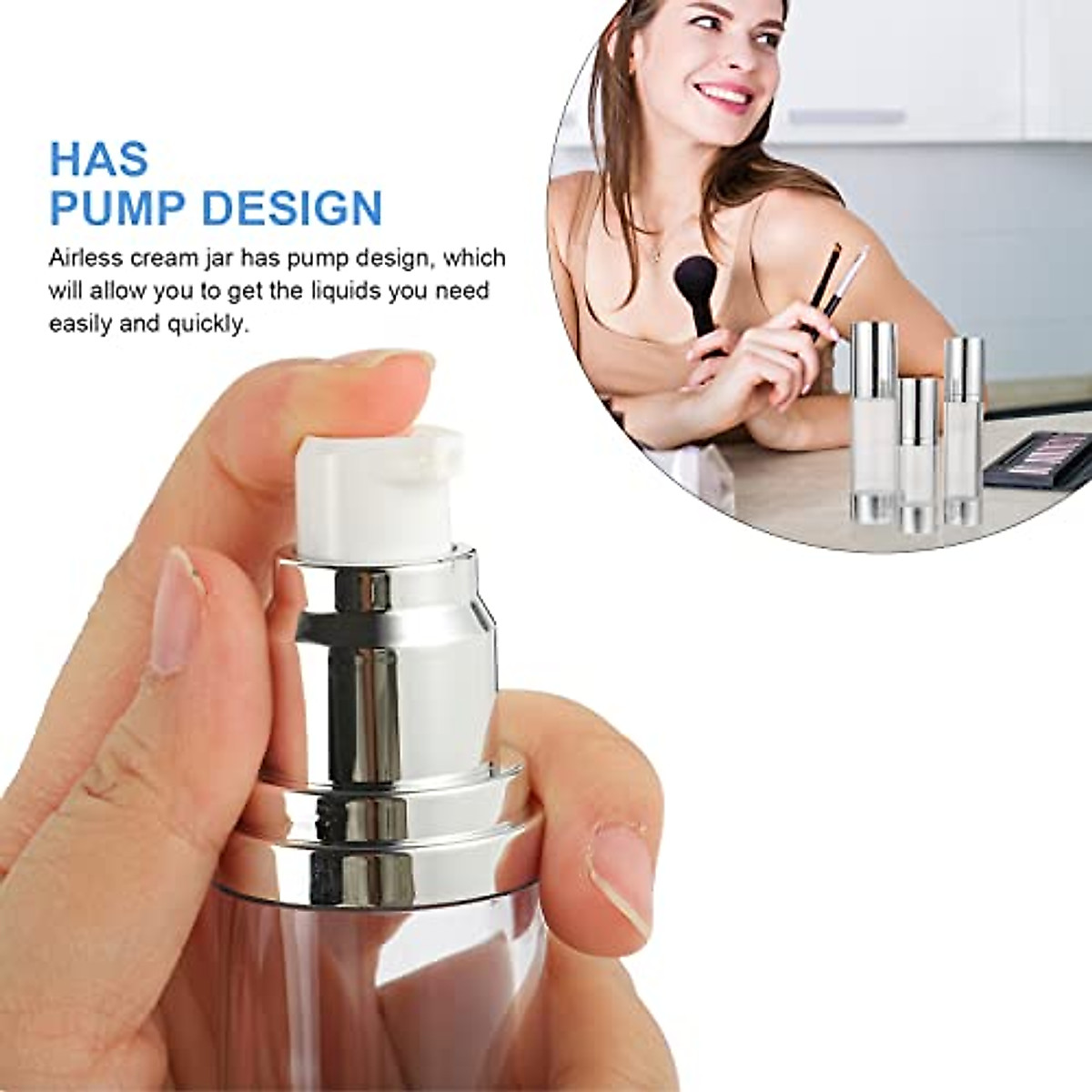 3pcs Vacuum Lotion Bottle Travel Size Bottles for Toiletries Travel Liquid Bottles Small Containers Cosmetic Jars Lotion Container Travel Jars Travel Cosmetic Containers