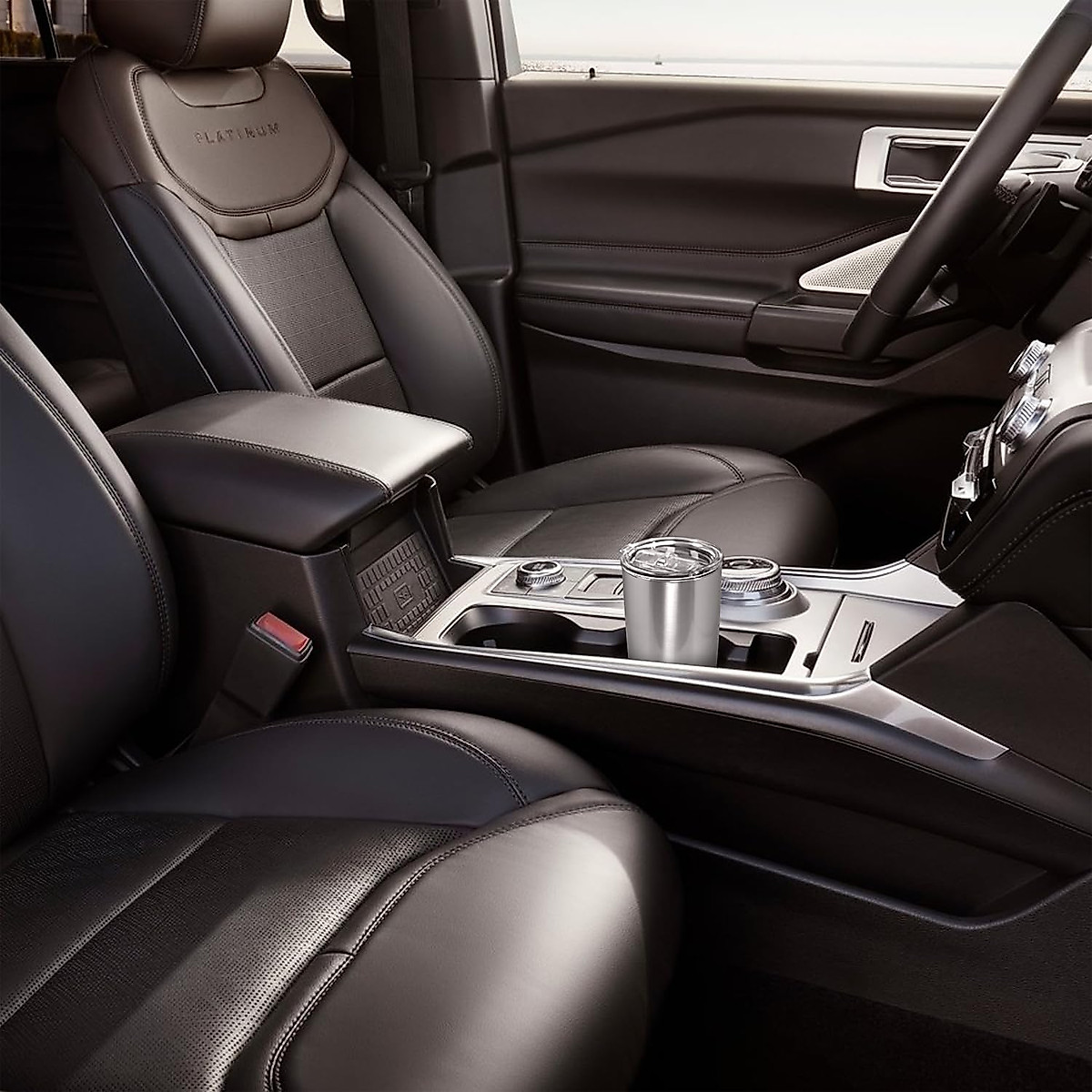 iPick Image for Ford Bronco in Full-Color 20 oz Dual-Wall Insulated Stainless Steel Brush Silver Travel Tumbler