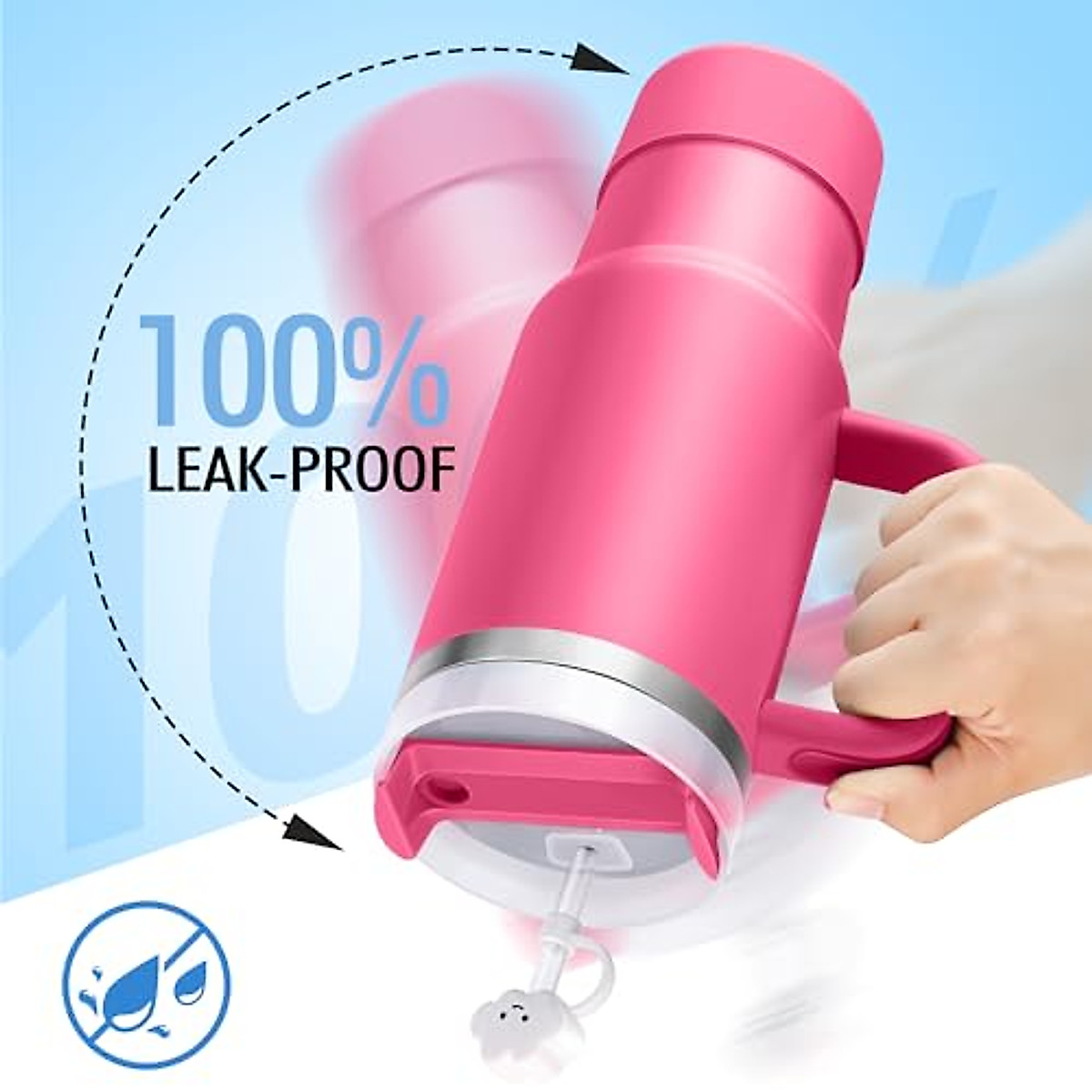 LorinShine 40 OZ Stainless Steel Tumbler with Lid and Straw, Insulated Cup with Handle, Leak Proof Tumbler, Large Water Iced Tea Coffee Bottle for Gift/Travel/Sport/Home